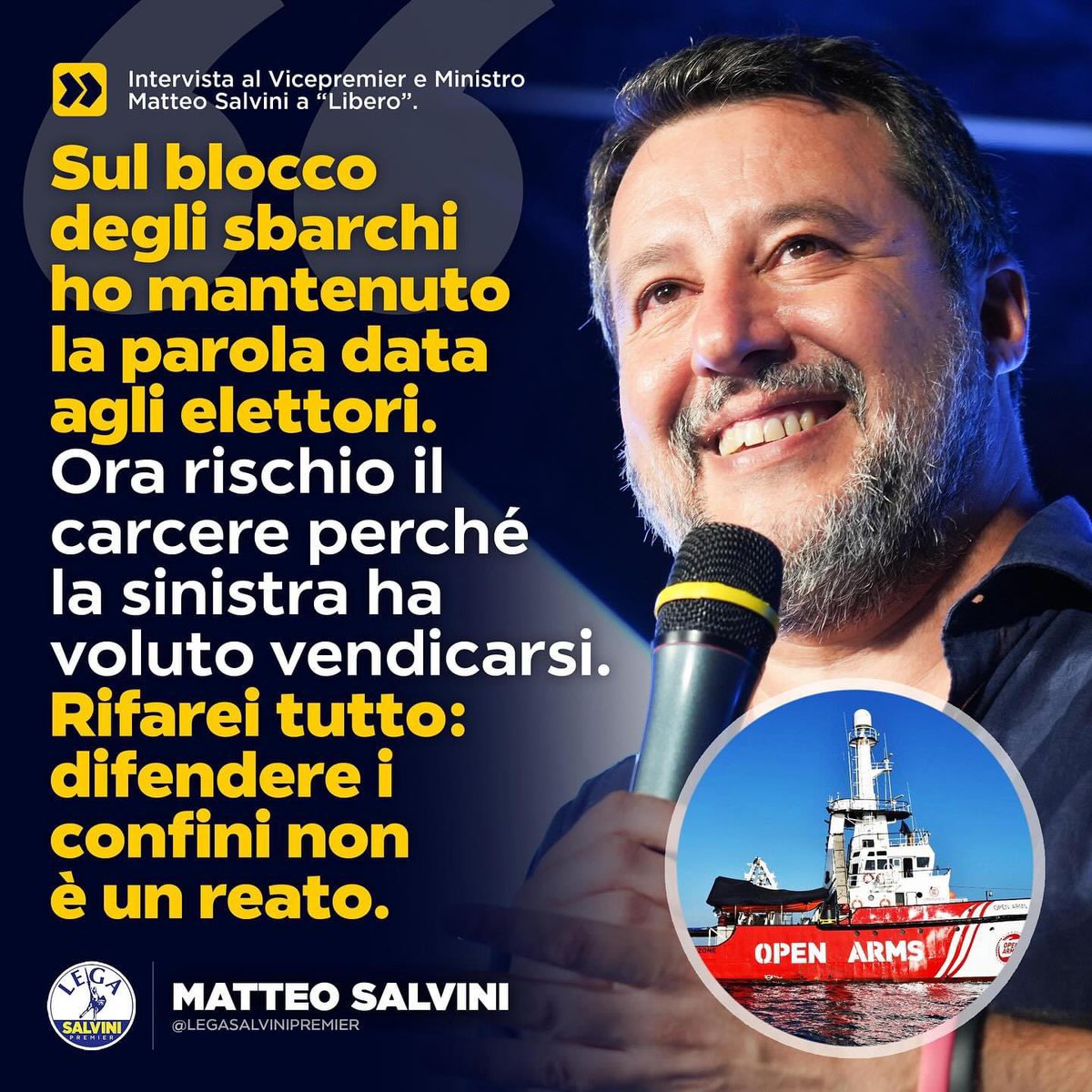 Open Arms, Iezzi (Lega): “Sei anni di carcere per aver difeso il Paese ...